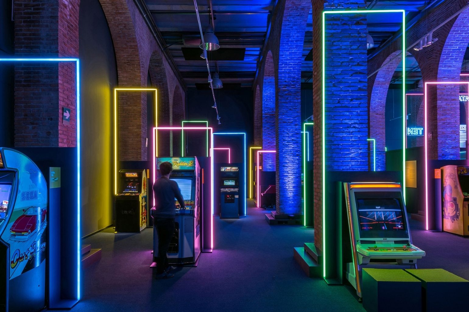 Game On's neon-filled exhibition design paid homage to 80s video games ...